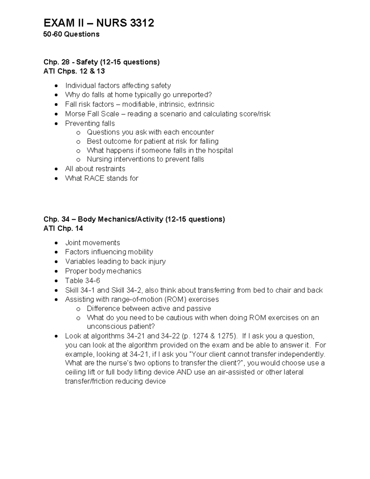 Exam II Blueprint 2 - Important points in chapter for exam - EXAM II ...