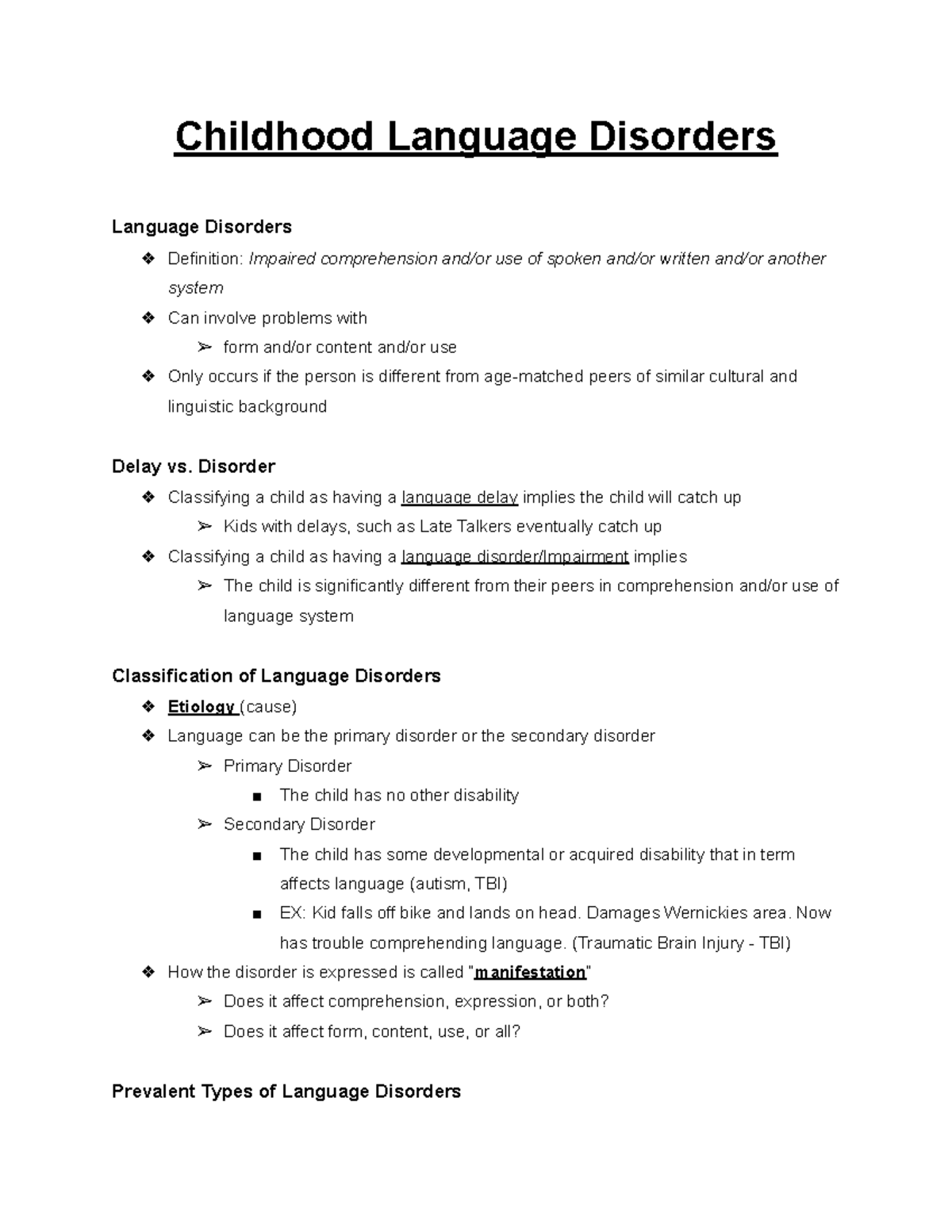 COMD1333 - Childhood Language Disorders - Childhood Language Disorders ...