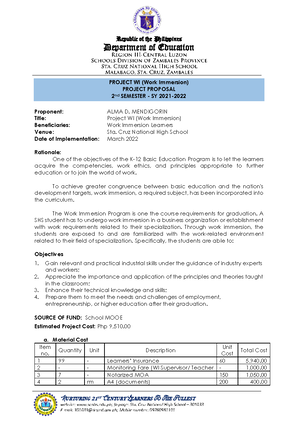 WI during Pandemic Project Proposal - Department of Education Title ...