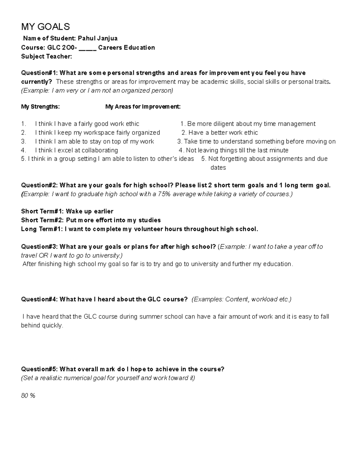 Copy of [Template] 02.0 My Goals Handout - MY GOALS Name of Student ...