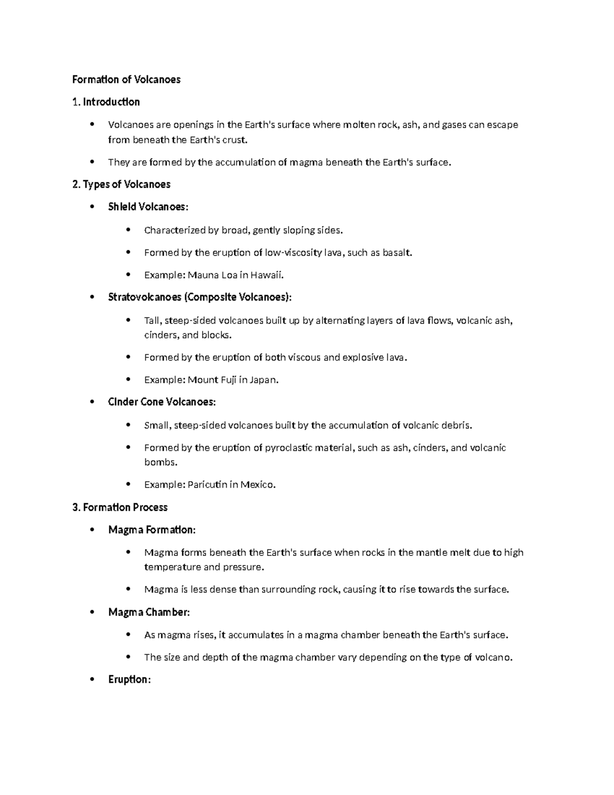 Formation of Volcanoes - Introduction Volcanoes are openings in the ...