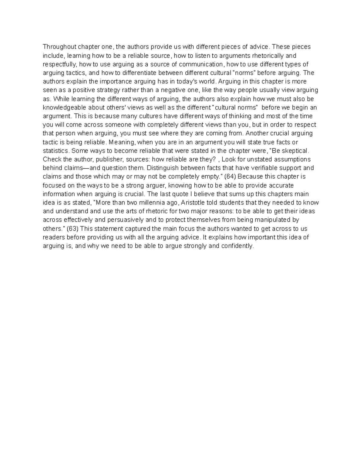 Everything IS AN Argument CH 1 Discussion - Throughout chapter one, the ...