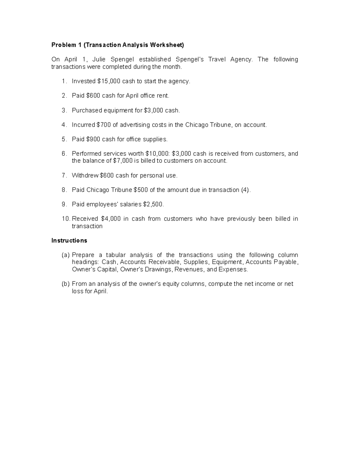 RCBC HO 01-Transaction Worksheet 1 - Problem 1 (Transaction Analysis ...
