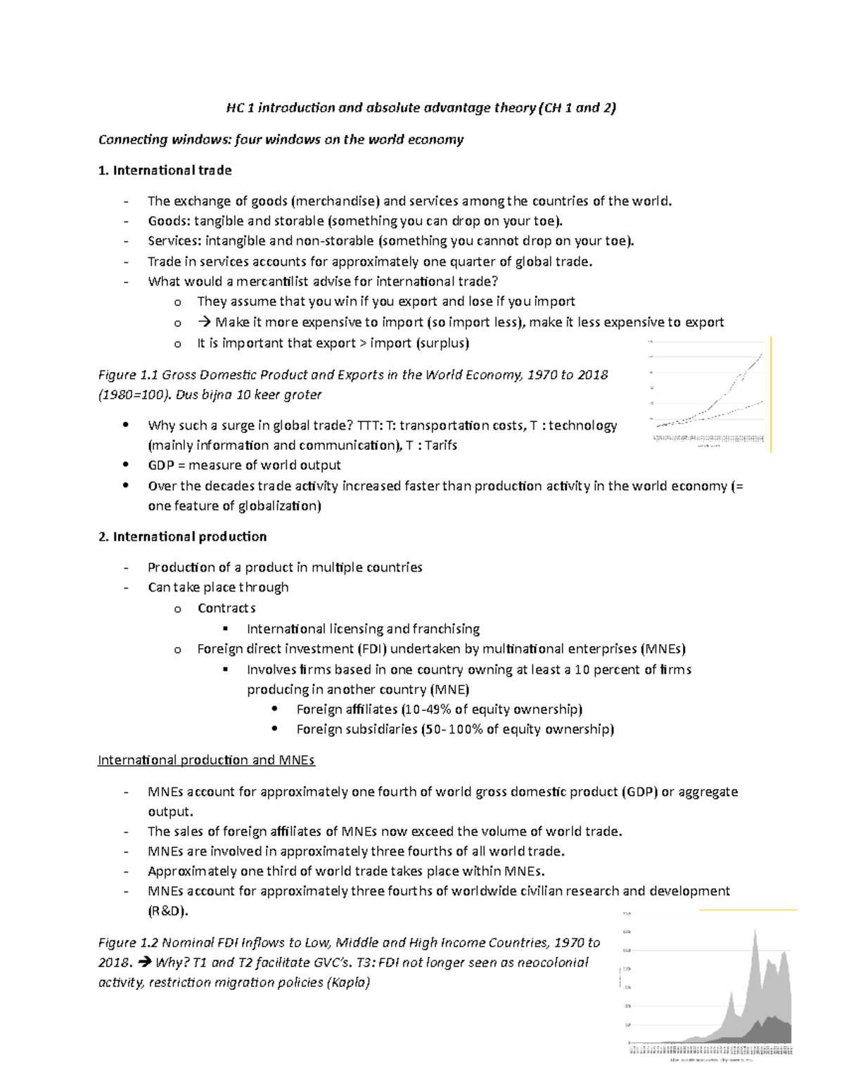 HC-1 - Samenvatting HC1 - HC 1 introduction and absolute advantage ...