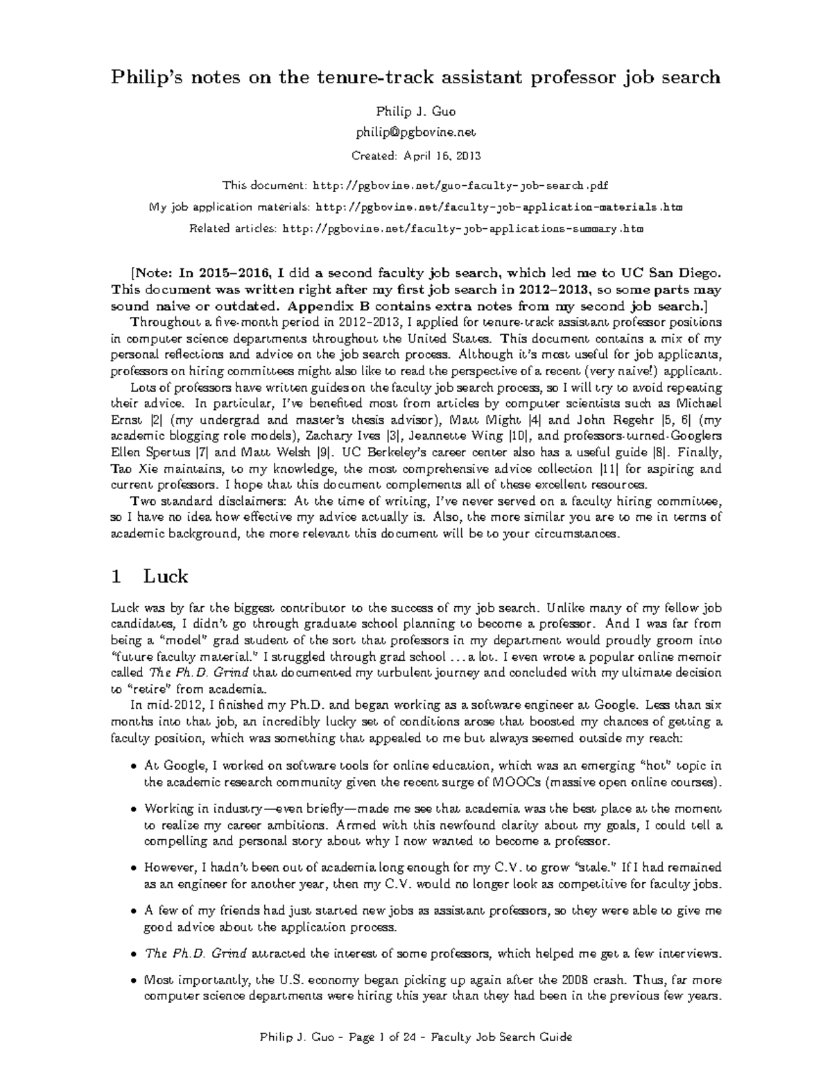 Guo faculty job search - Philip’s notes on the tenure-track assistant ...
