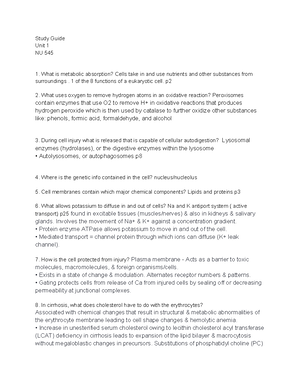 Unit 2 study guide - NU 545 Unit 2 Study Guide 1. Review the anatomy of ...