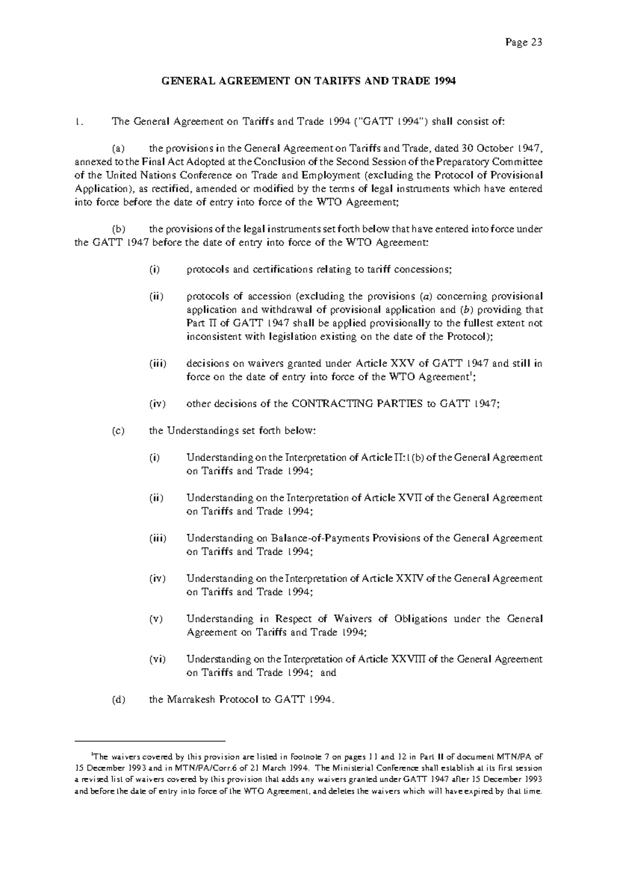 06-gatt - Detailed summary of GATT/WTO. - Page 23 GENERAL AGREEMENT ON ...