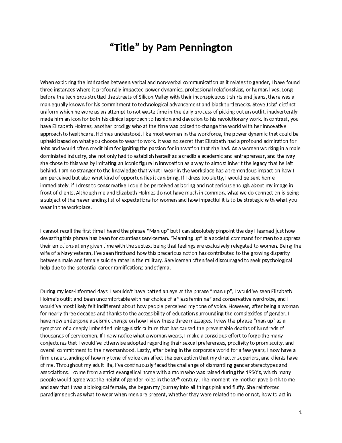 Journal Paper A- Pam Pennington - “Title” by Pam Pennington When ...