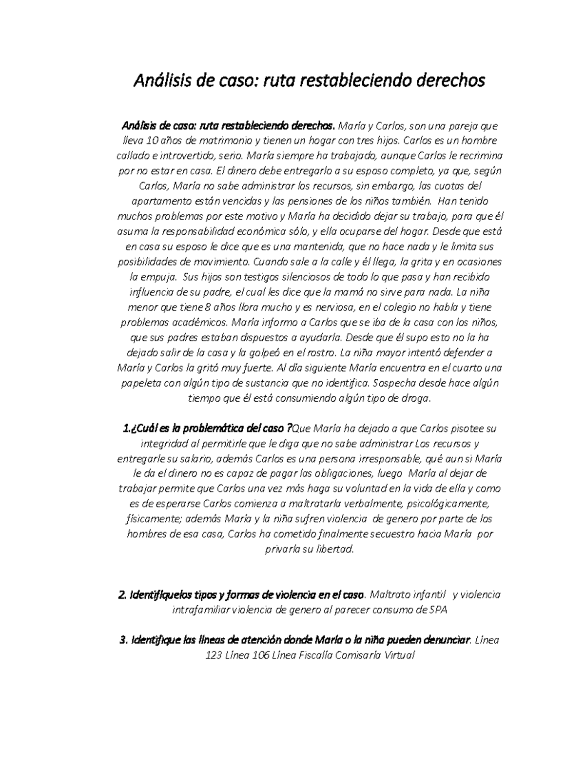 Análisis de caso Ruta Restablecimiento Derechos - An·lisis de caso: ruta restableciendo derechos ...