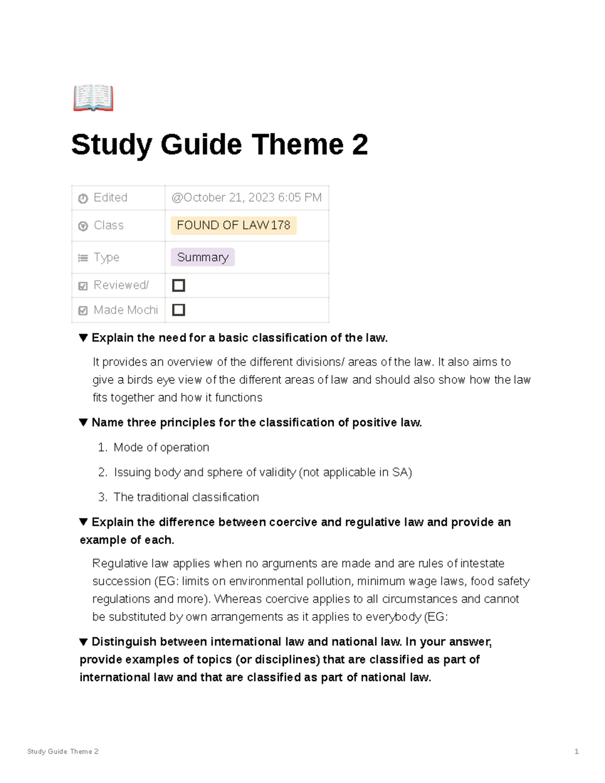 Theme 2 - Summary Foundations of Law - 📖 Study Guide Theme 2 Edited ...