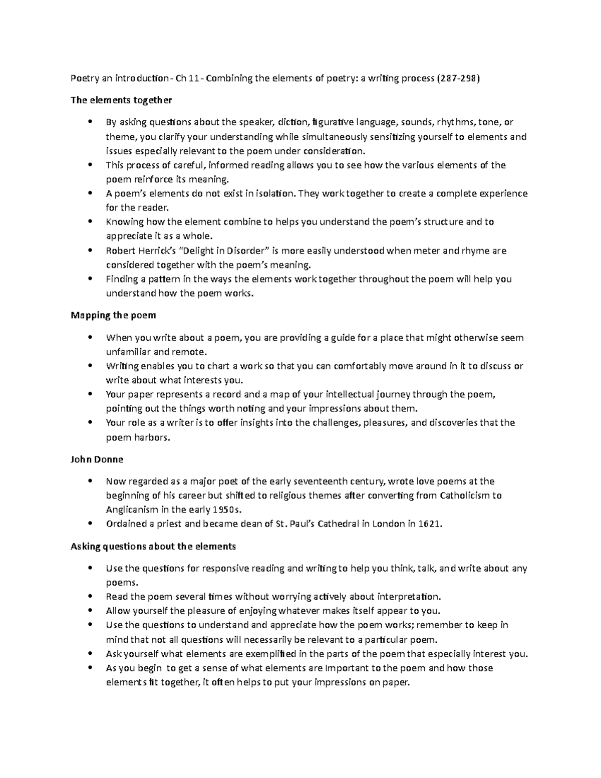 Poetry an introduction ch 11 Combining the elements of poetry (287-298 ...