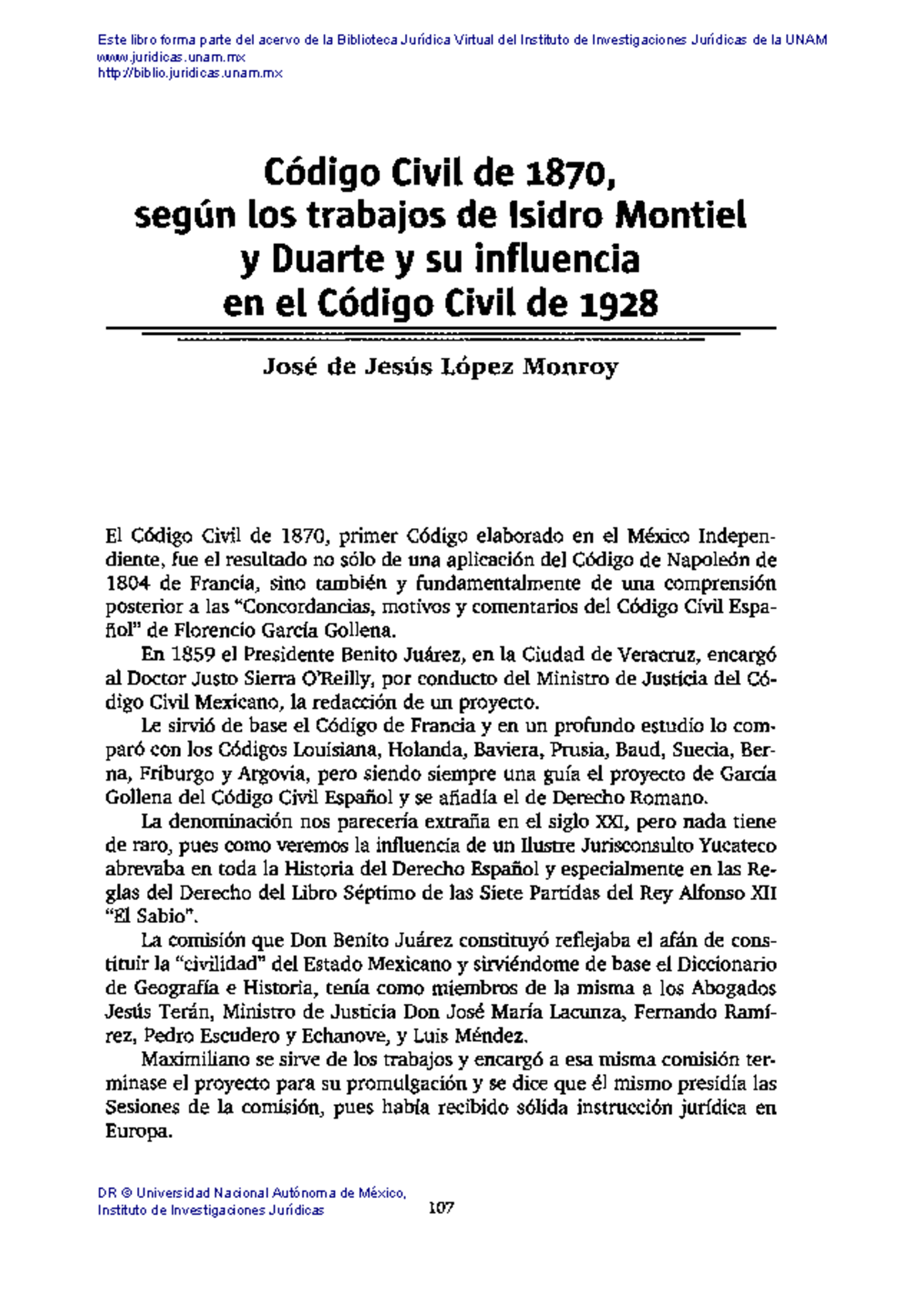 8 - Espero les guste - Código Civil de 1870, según los trabajos de ...