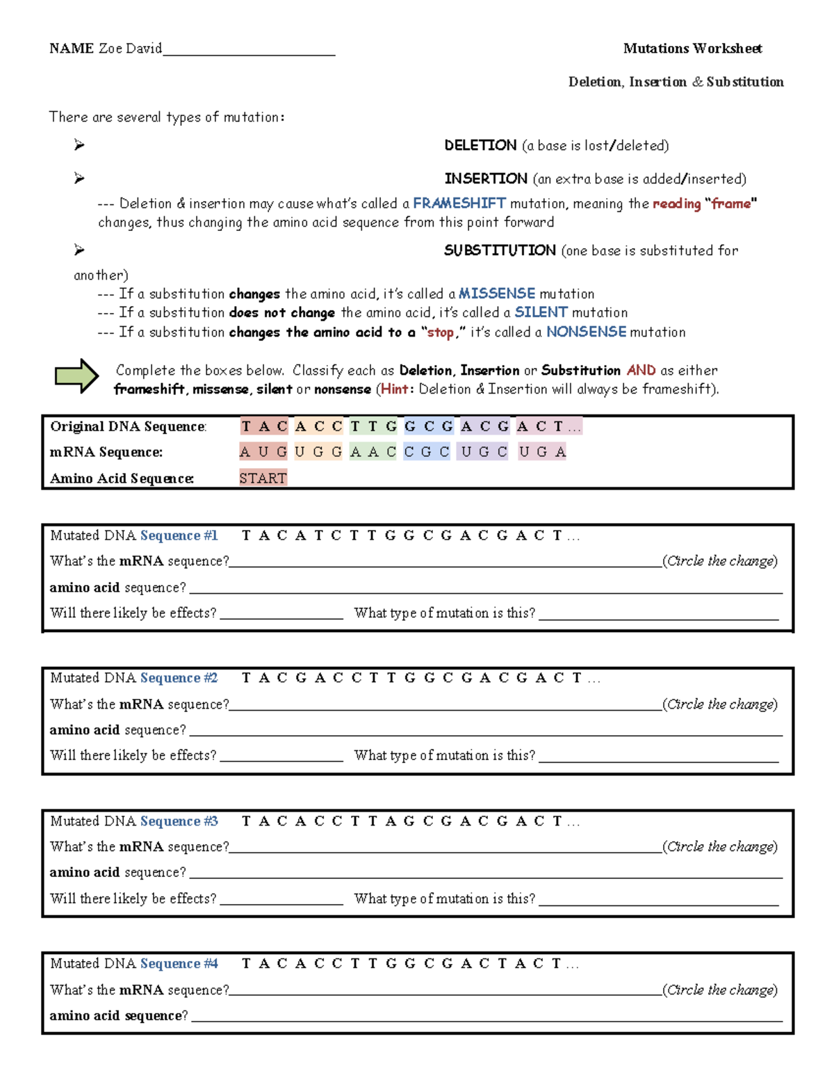 Bio-Worksheet-Mutations - NAME Zoe David ...