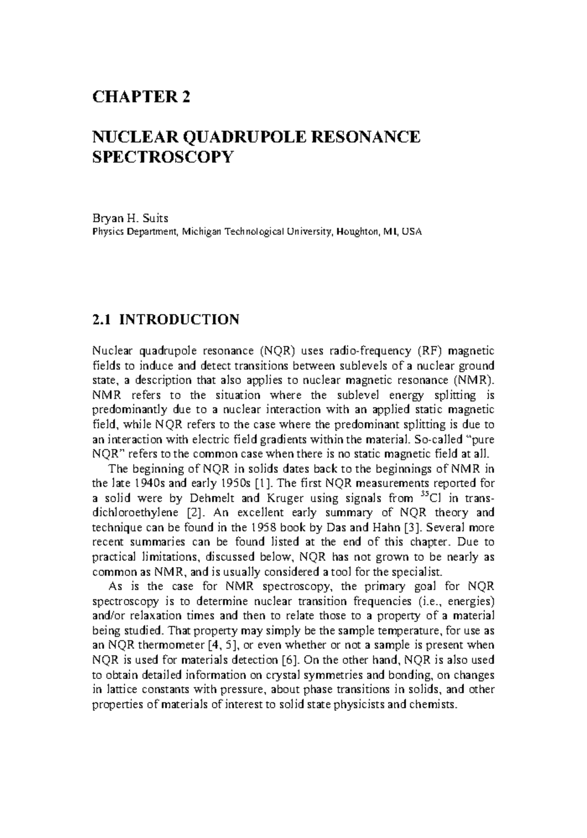 Nqr - It is lecture notes - CHAPTER 2 NUCLEAR QUADRUPOLE RESONANCE ...