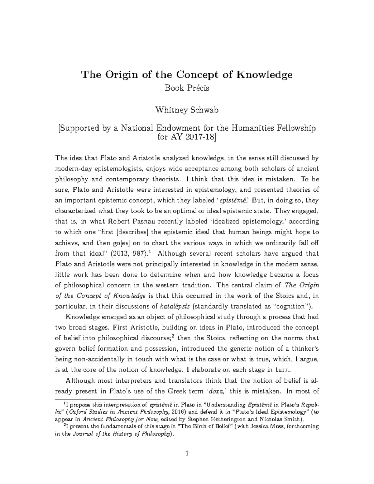 16. The Origin of the Concept of Knowledge (Inglés) (Artículo) autor ...