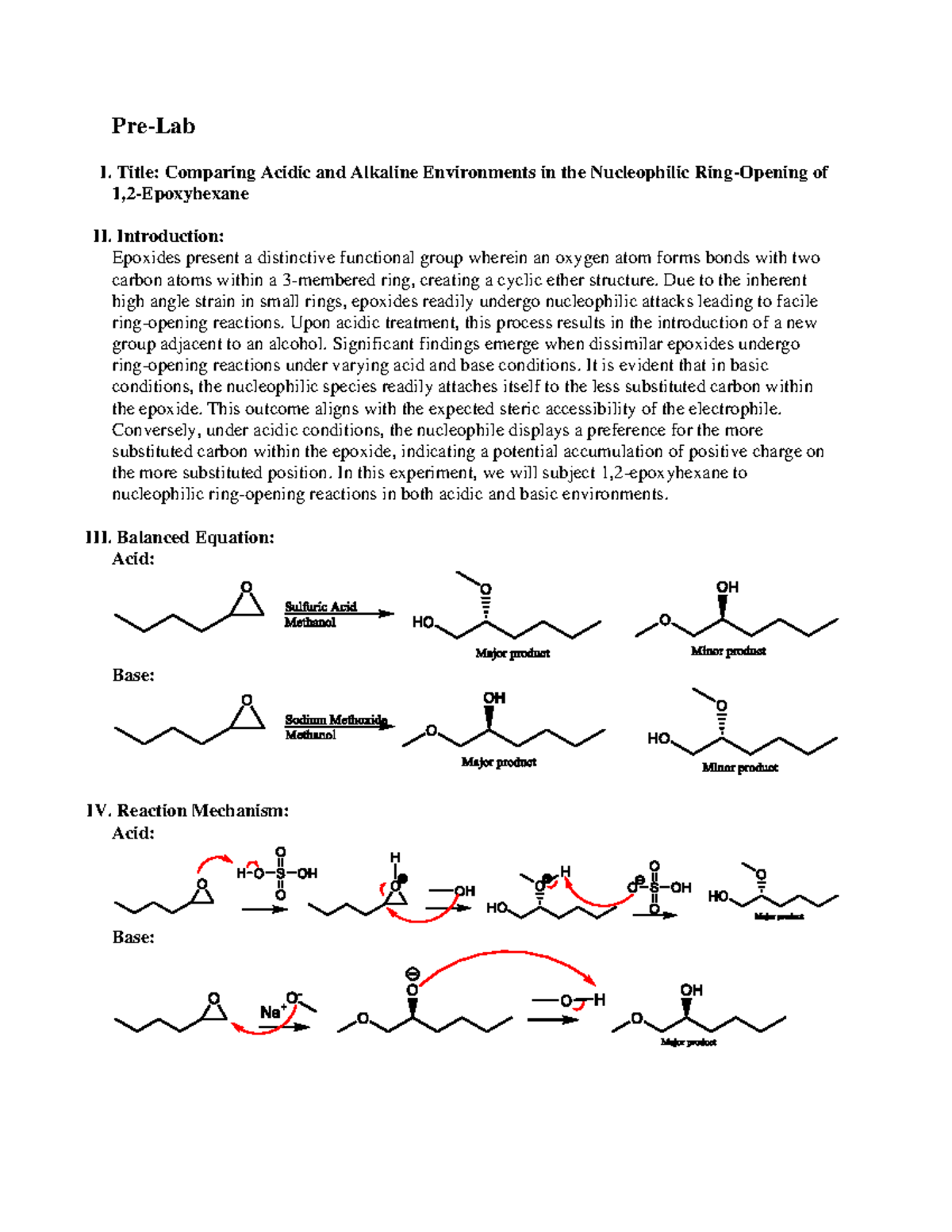 Ochem II lab 4 - Acidic vs. Basic Conditions in the Nucleophilic Ring ...