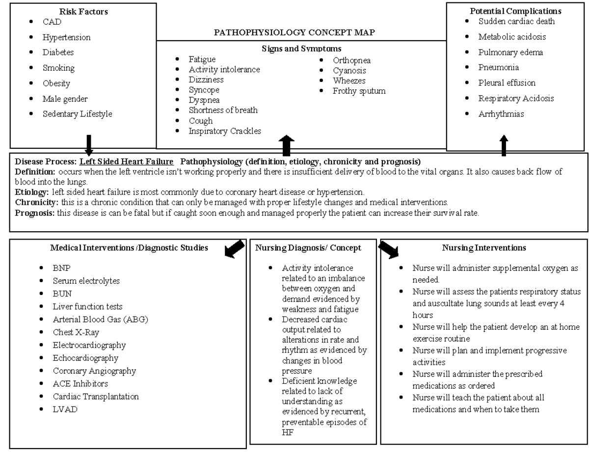 Left Sided Heart Failure Pathophysiology Sheet - PATHOPHYSIOLOGY ...