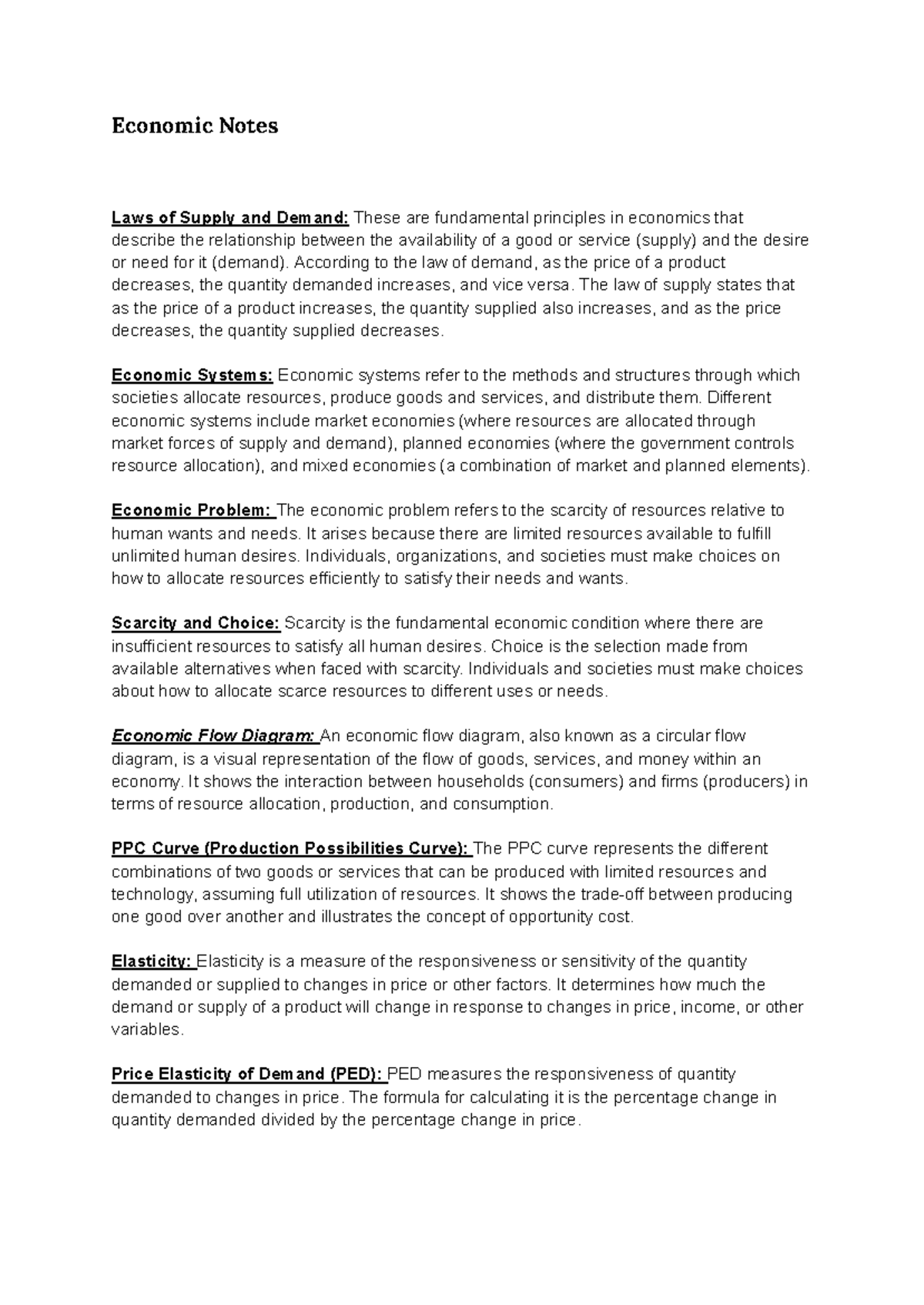 Economic Notes ( Supply & Demand ) - Economic Notes Laws of Supply and ...