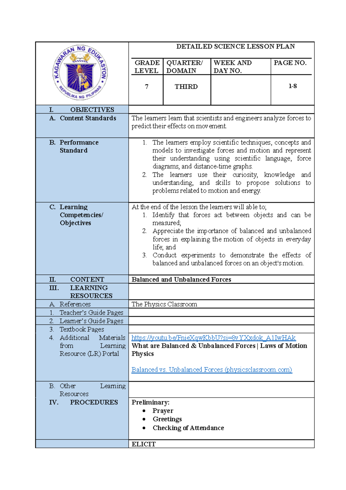 Irine LP 3RD Quarter - LESSON PLAN - DETAILED SCIENCE LESSON PLAN GRADE ...