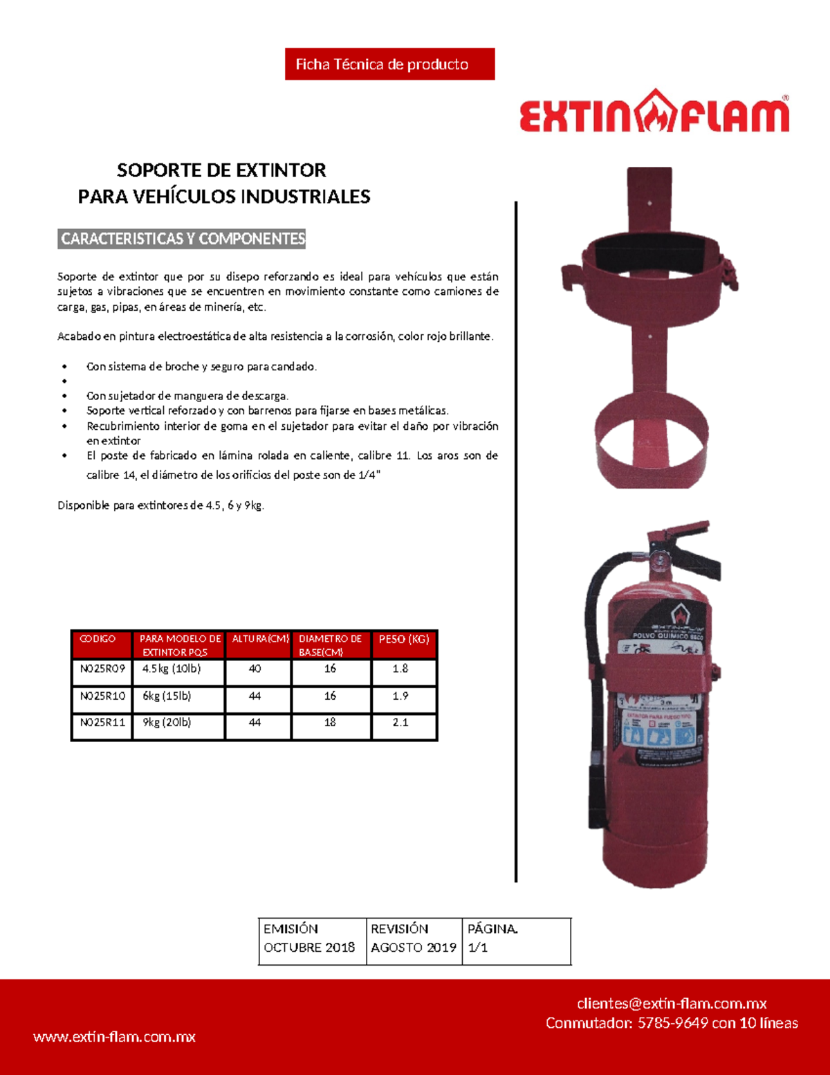 Soporte DE Extintor - fichas tecnicas - clientes@extin-flam.com ...
