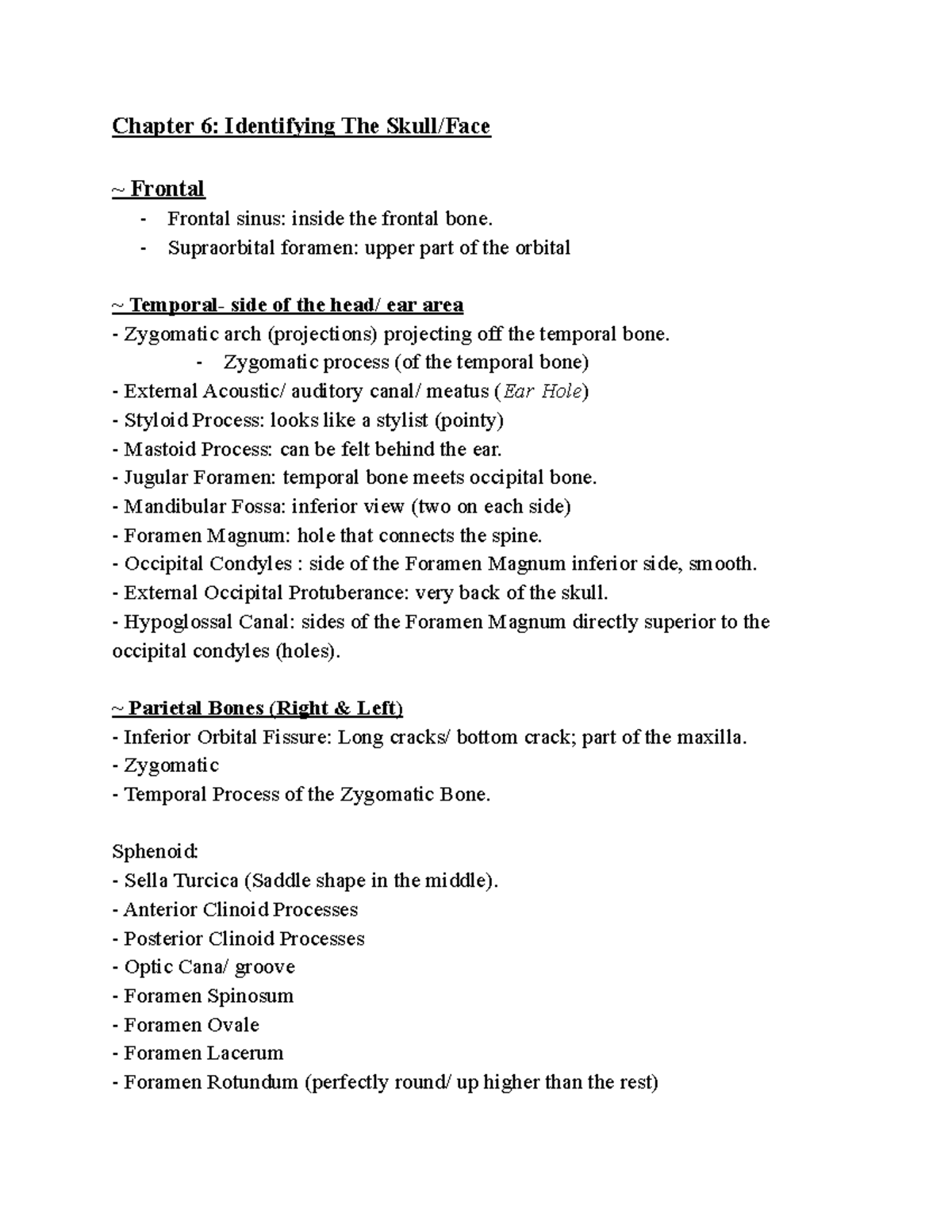 Chapter 6 Identifying The Skull - Chapter 6: Identifying The Skull/Face ...