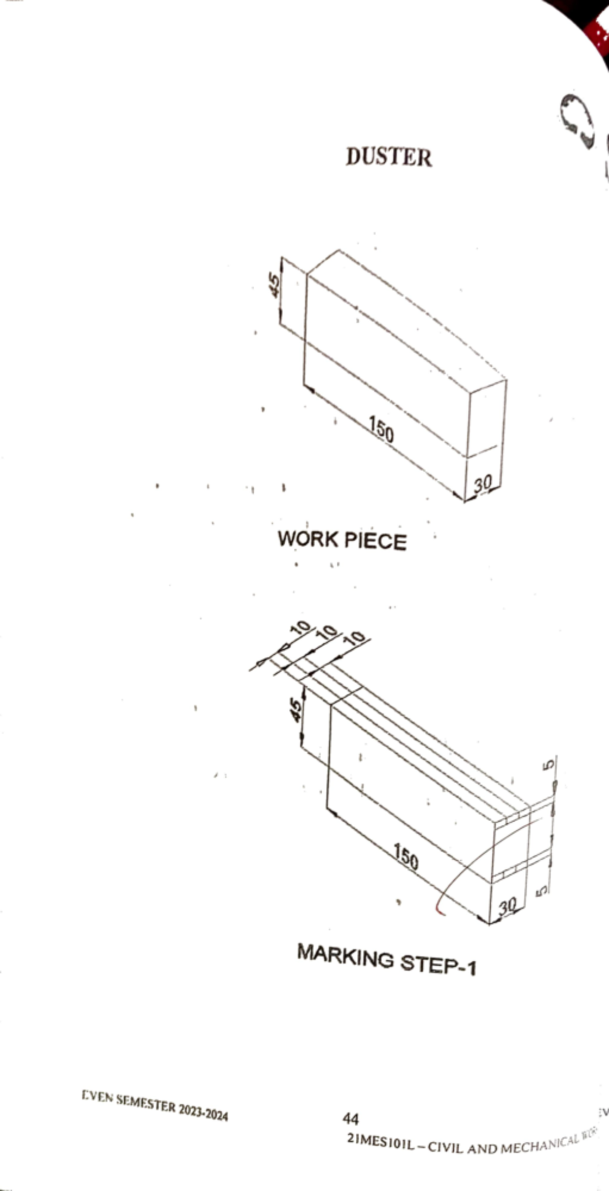 Duster Making 21MES101L - Civil And Mechanical Engineering Workshop ...