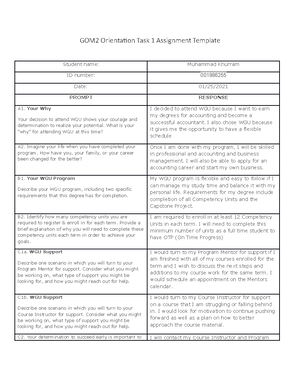 Orientation Task Assessment - GOM4 Orientation Task Assignment Student ...
