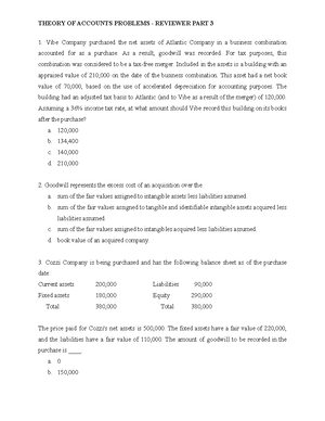 Theory of Accounts Problems - Reviewer Part 4 - During 2020, Agency W ...