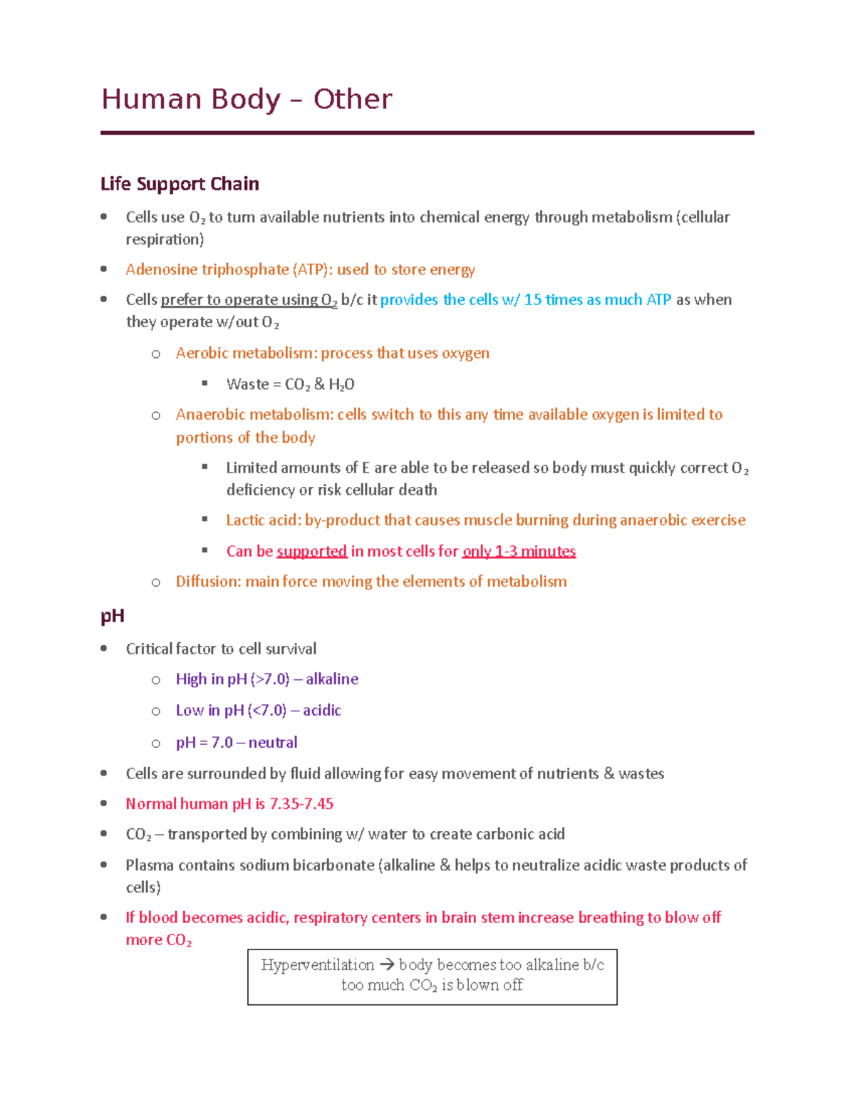 Other - RC Health Services Book Notes - Human Body – Other Life Support ...