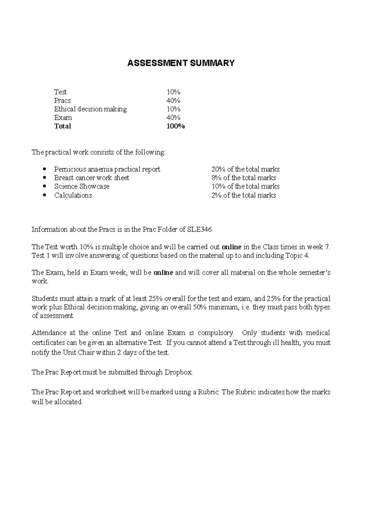 Assessment summary assignments sle346Assessment summary assignments ...