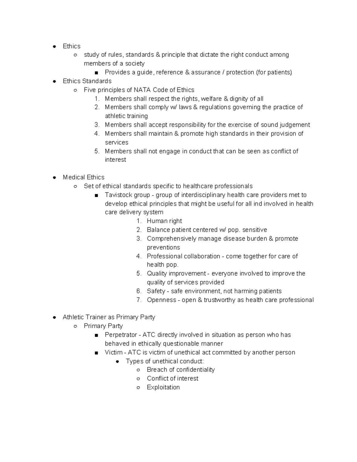 Ch.9 Ethics in Sports Medicine - Ethics study of rules, standards ...