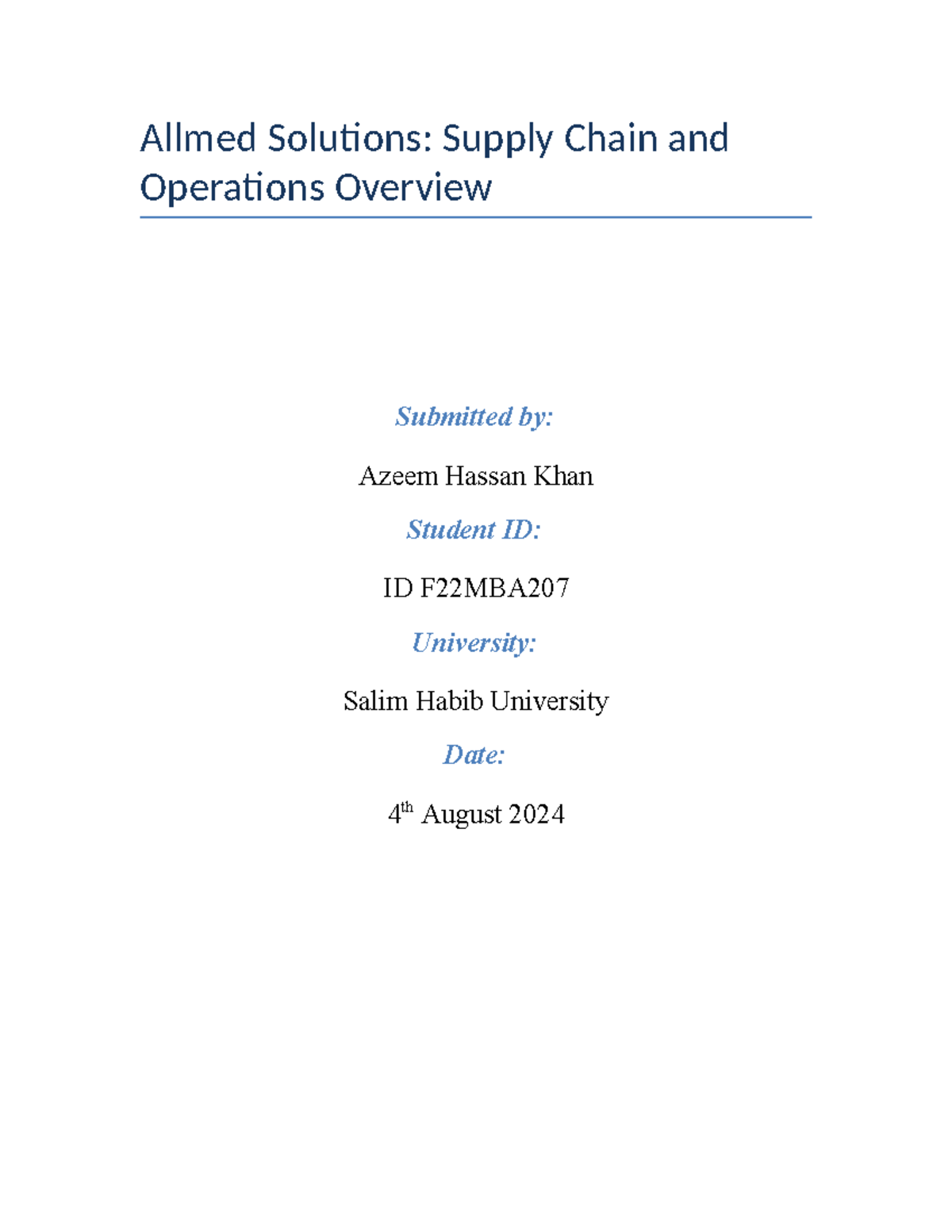 Allmed Solutions Supply Chain Overview - Allmed Solutions: Supply Chain ...
