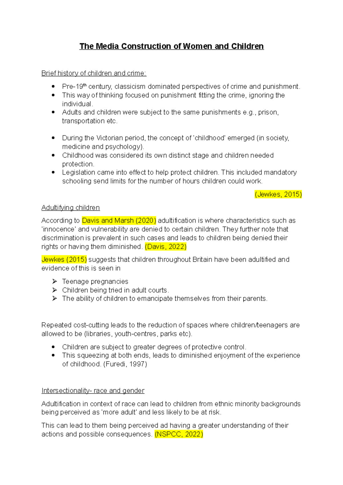 The Media Construction of Women and Children Notes - The Media ...