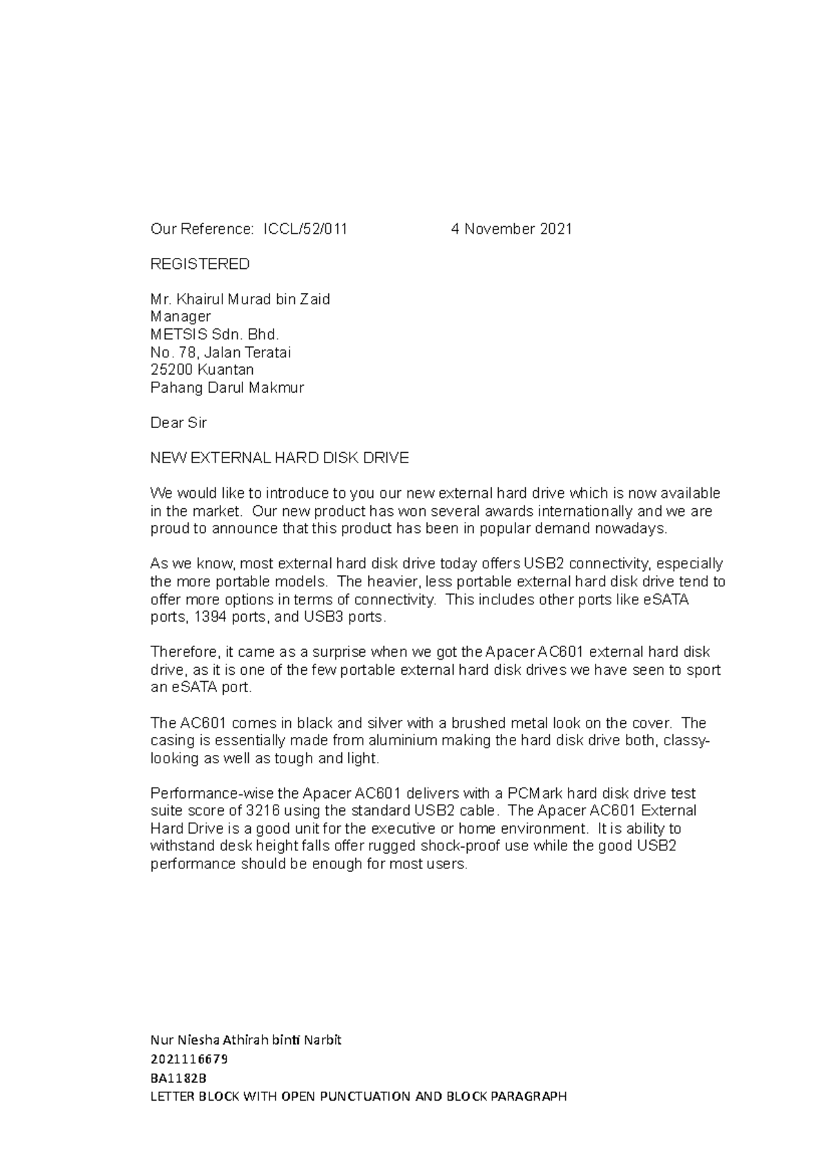 (172) Block Style WITH OPEN Punctuation AND Block Paragraph Letter 9 ...