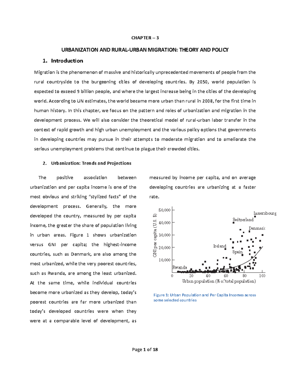 CH 3 Urbanization and Rural-Urban Migration - CHAPTER – 3 URBANIZATION AND RURAL-URBAN MIGRATION ...