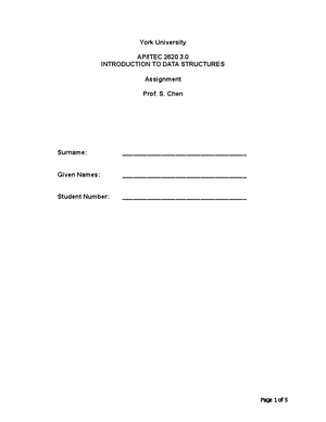 Final 2020 2021 Fall DSA - York University AP/ITEC 2620 3 A ...