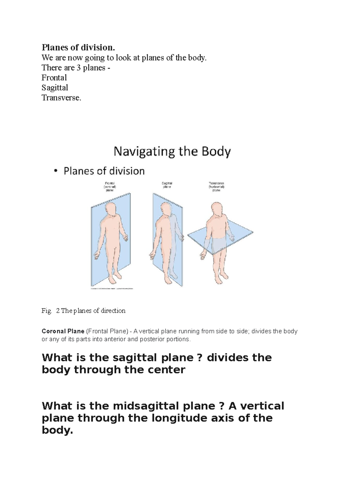 Planes of division - good to know the proper names hope it helps others ...