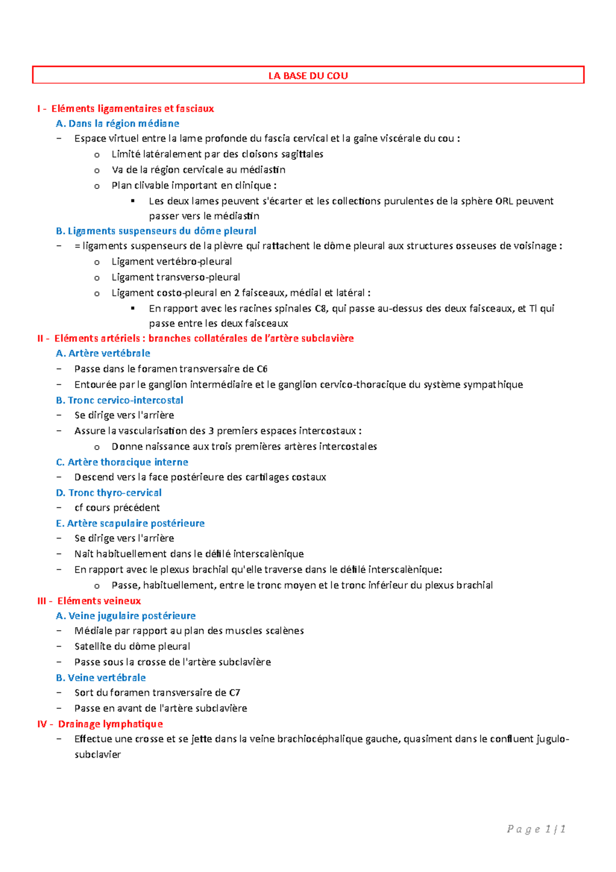 4. BASE DU COU - Notes de cours 4 - LA BASE DU COU I - Eléments ...