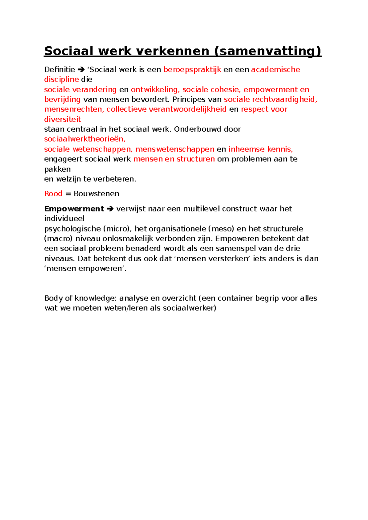 Sociaal werk verkennen definitie - Sociaal werk verkennen (samenvatting ...