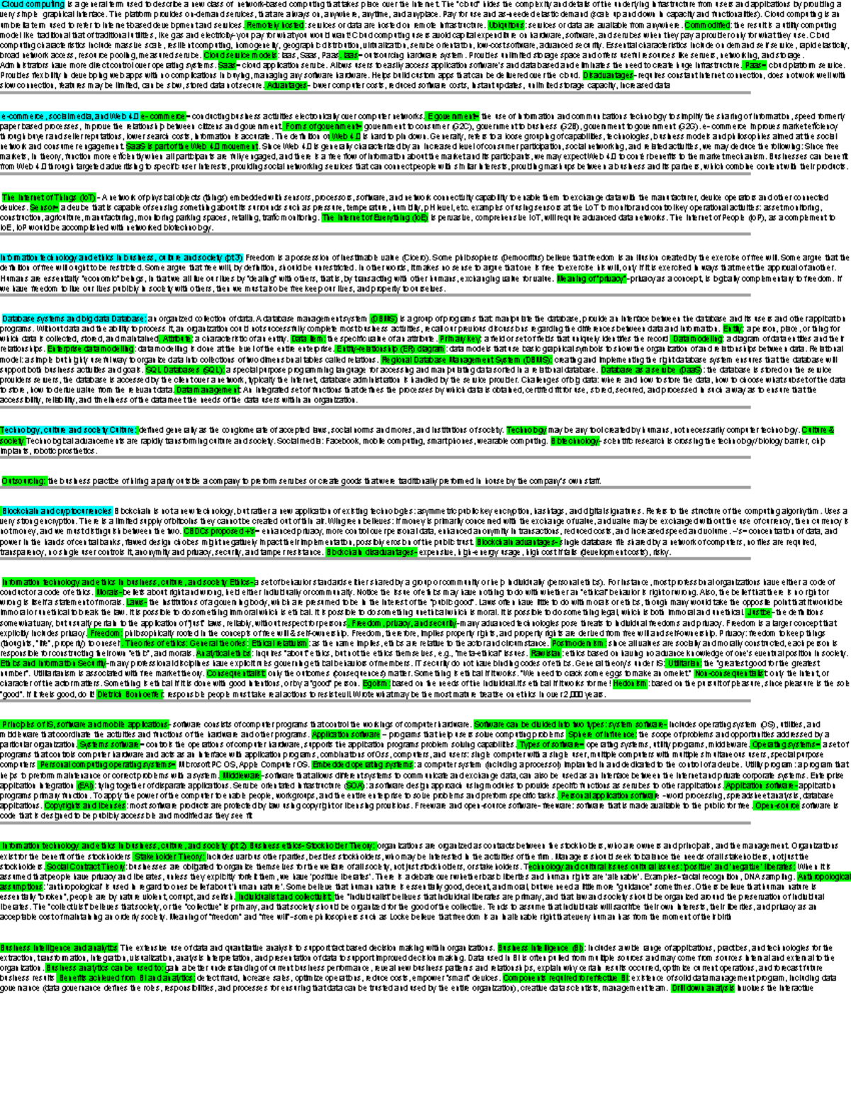 Cheat sheet info final exam - Cloud computing is a general term used to ...