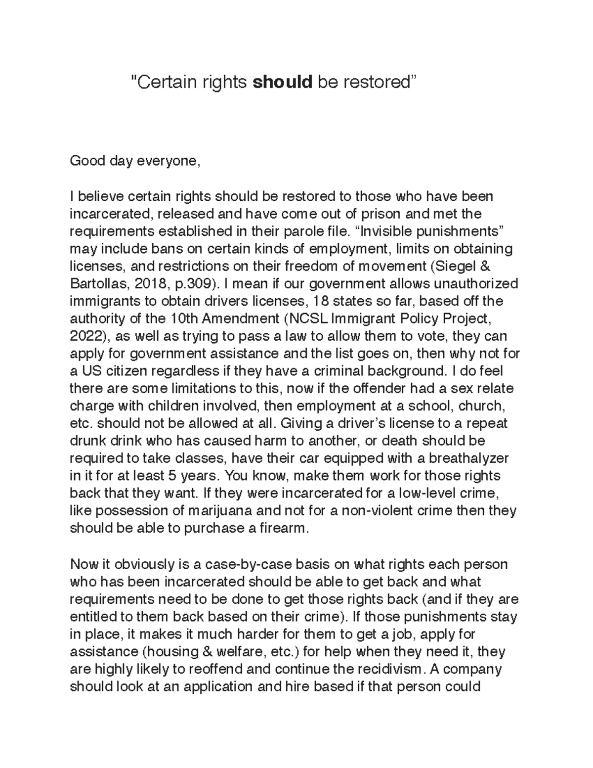 5-1 Discussion-Make Your Case - "Certain rights should be restored ...