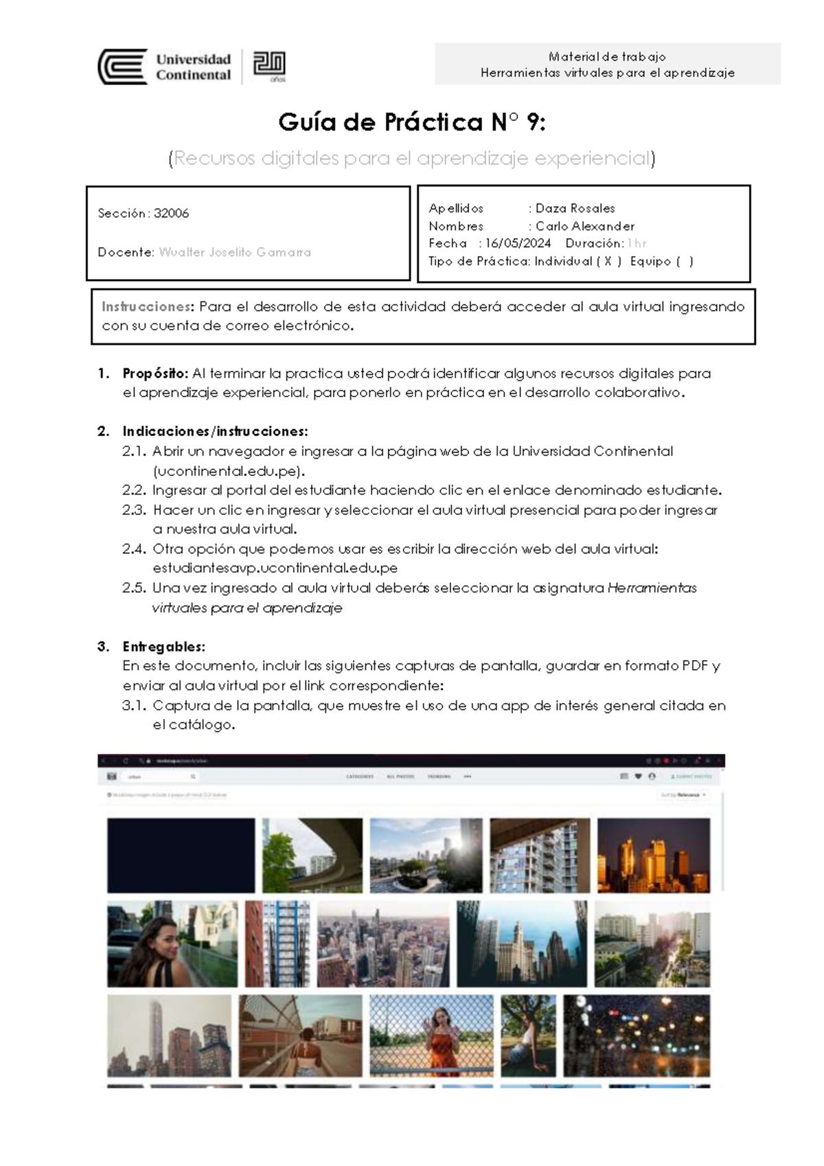 Guía práctica de la semana 09 Daza Rosales - Material de trabajo Herramientas virtuales para el ...