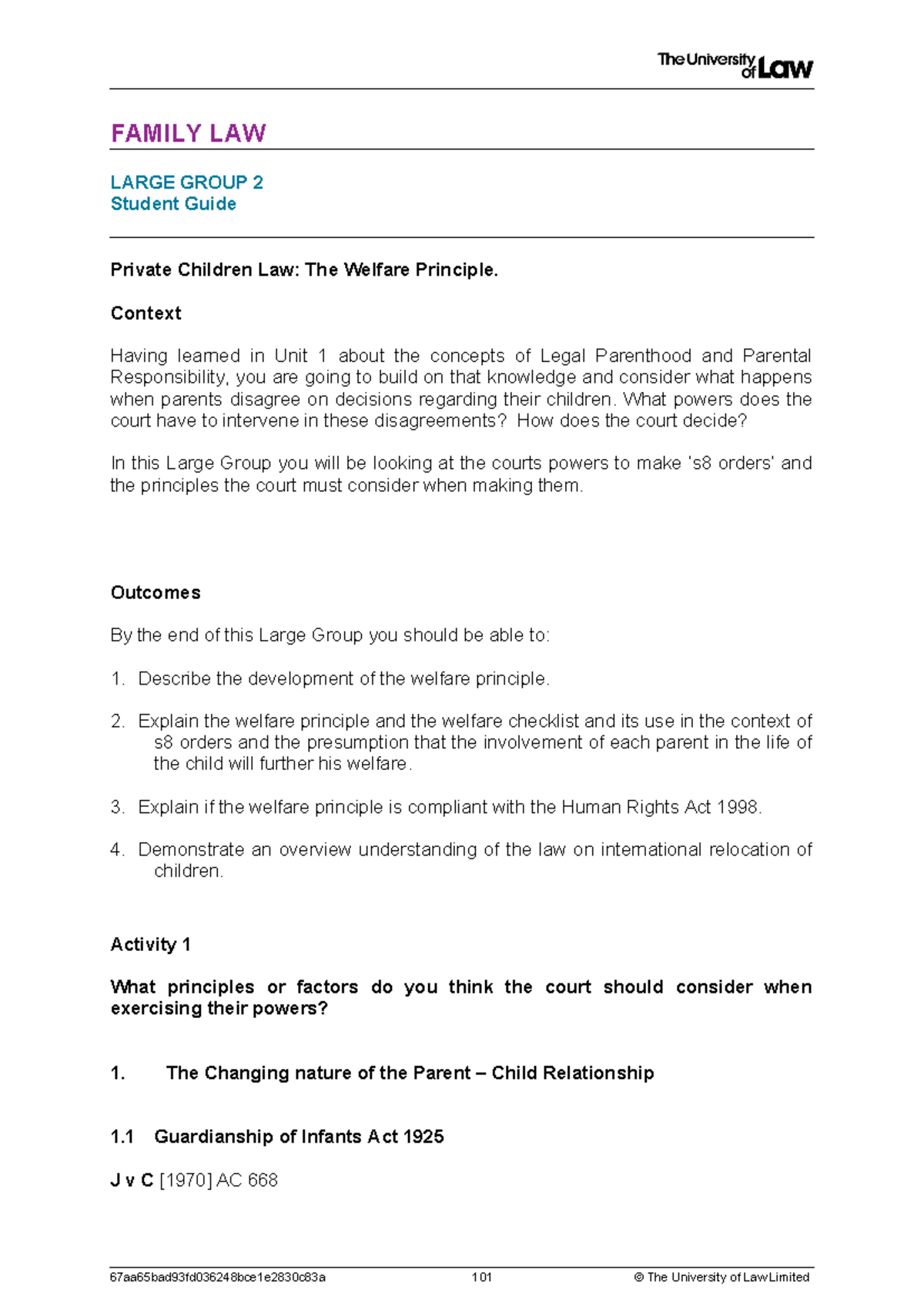 Family Large Group 2 - FAMILY LAW LARGE GROUP 2 Student Guide Private ...