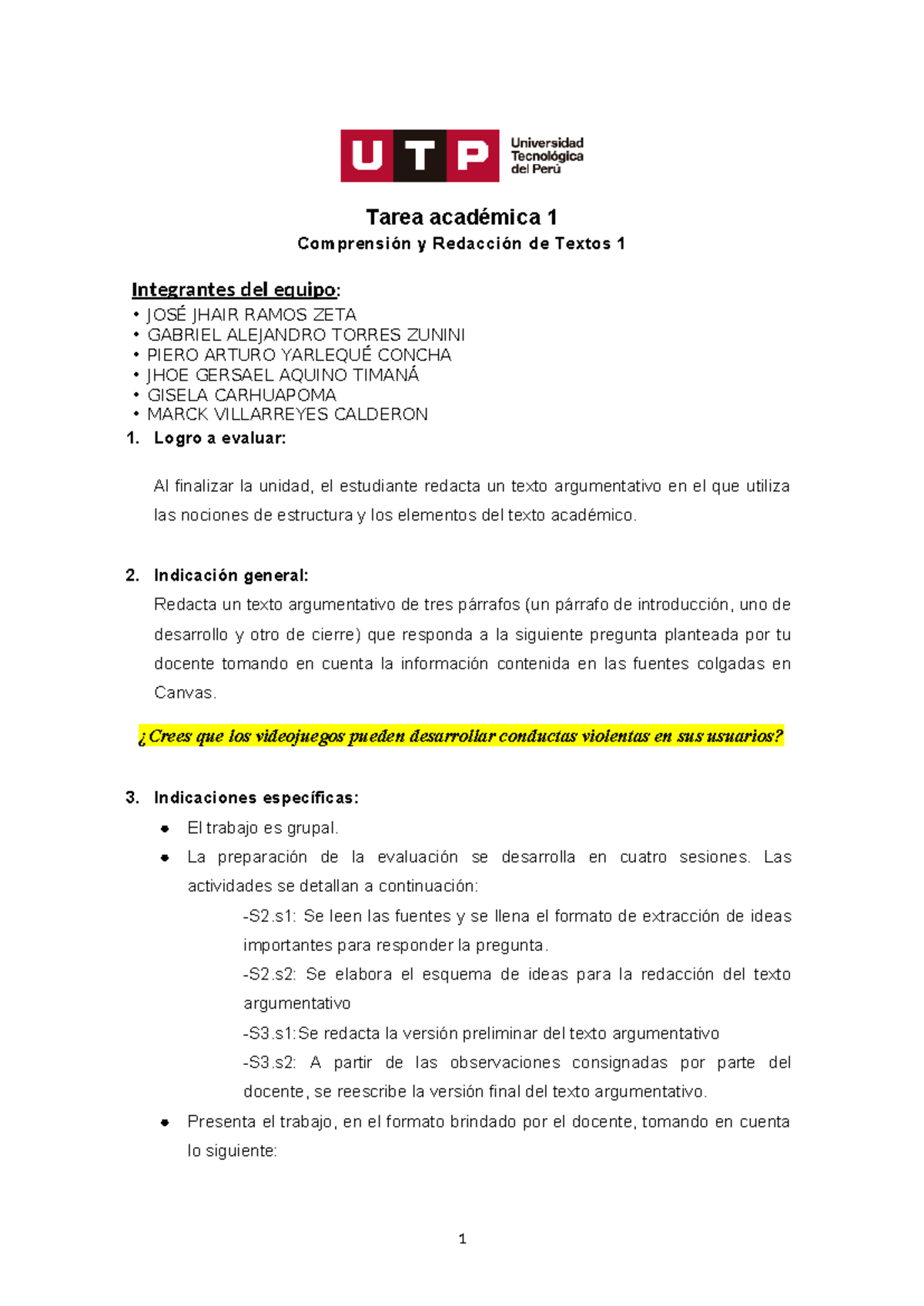 GC N01I TA1Consigna 22C1M (3) (1) - Tarea académica 1 Comprensión y Redacción de Textos 1 - Studocu