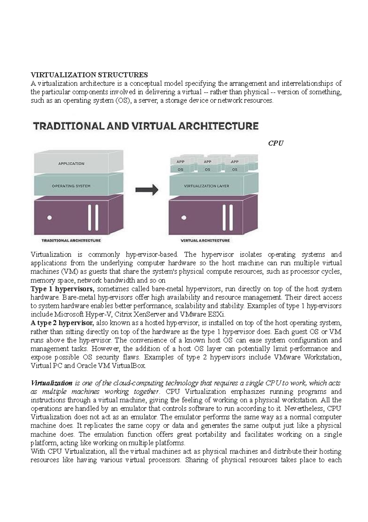 Cpu virtulization - cloud computing quiz - VIRTUALIZATION STRUCTURES A ...