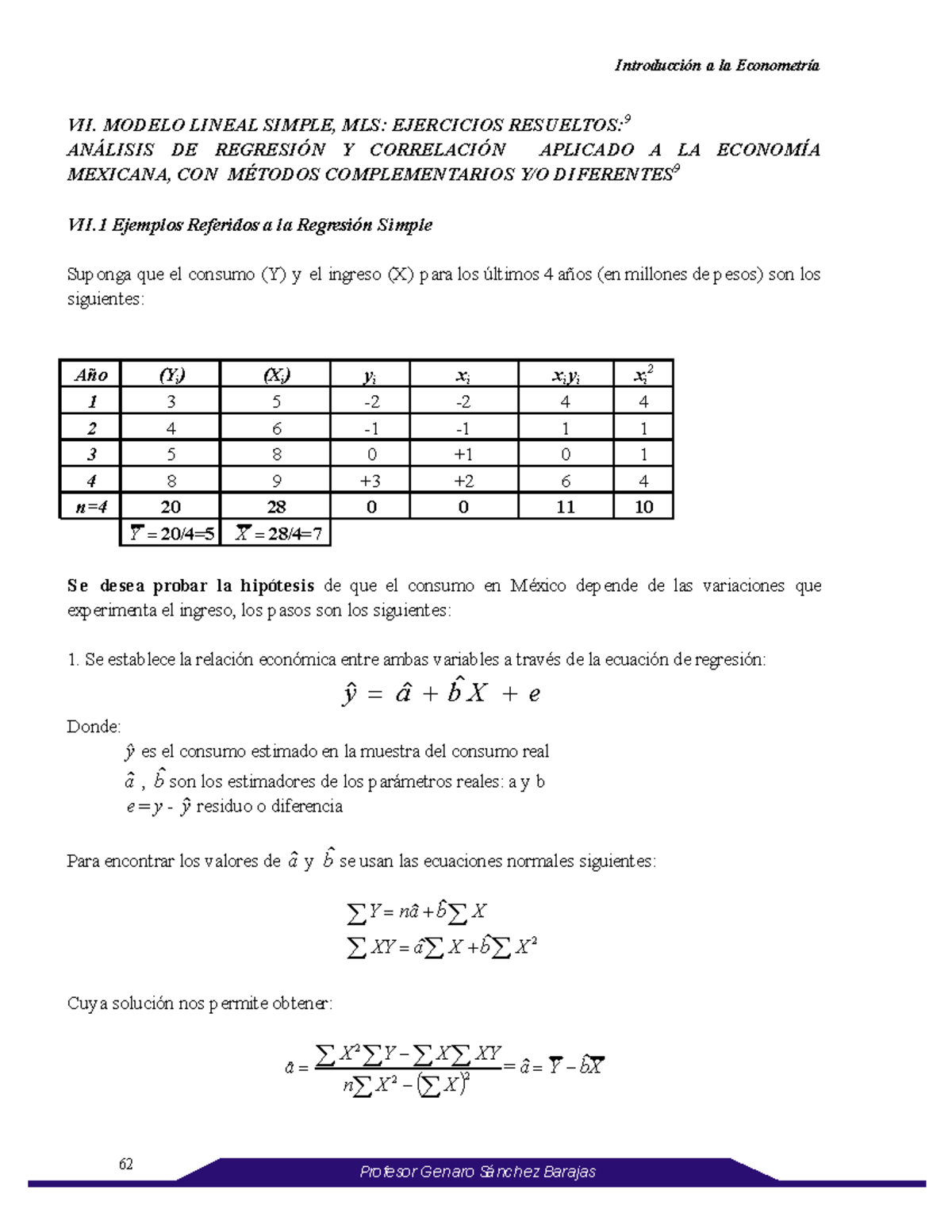 modelo lineal simples - VII. MODELO LINEAL SIMPLE, MLS: EJERCICIOS ...