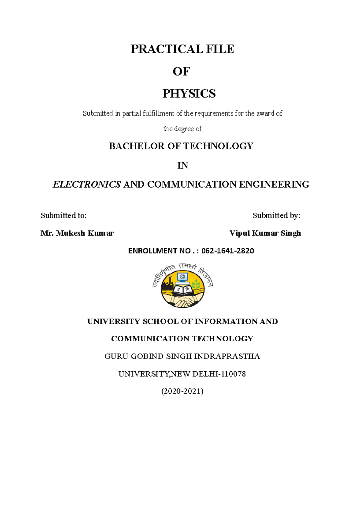 Physics Practical 2nd Semester - PRACTICAL FILE OF PHYSICS Submitted in ...