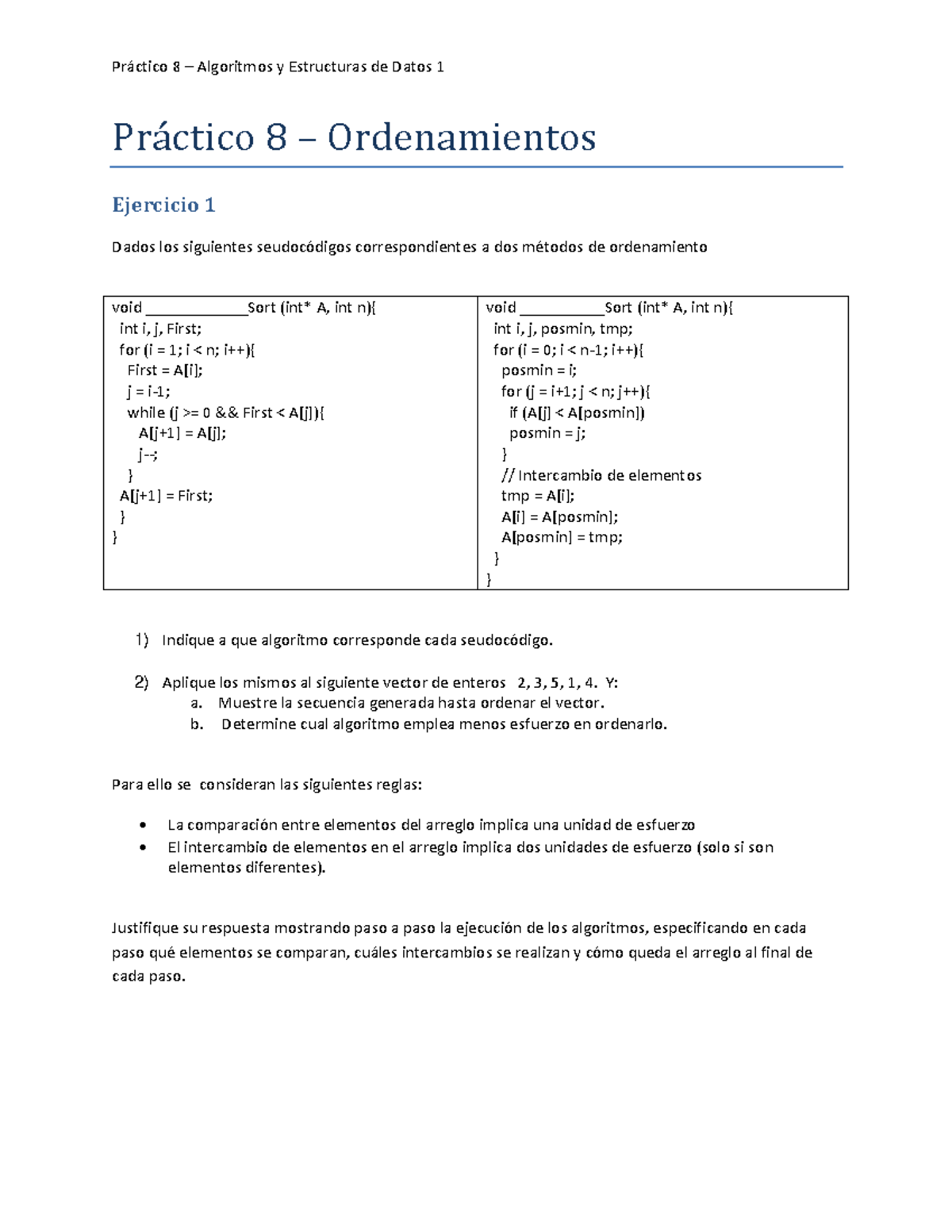 Ejercicios De Ordenamiento En Java Pr·ctico 8 Algoritmos Y Estructuras De Datos 1 Pr·ctico 8