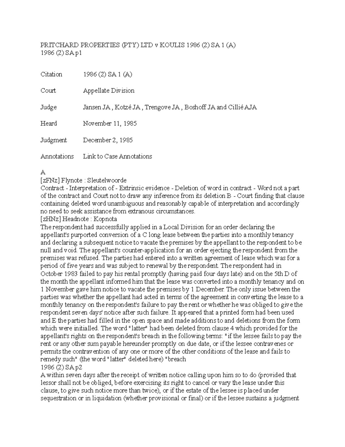 Contract Cases - this is a document that provides case summaries that ...