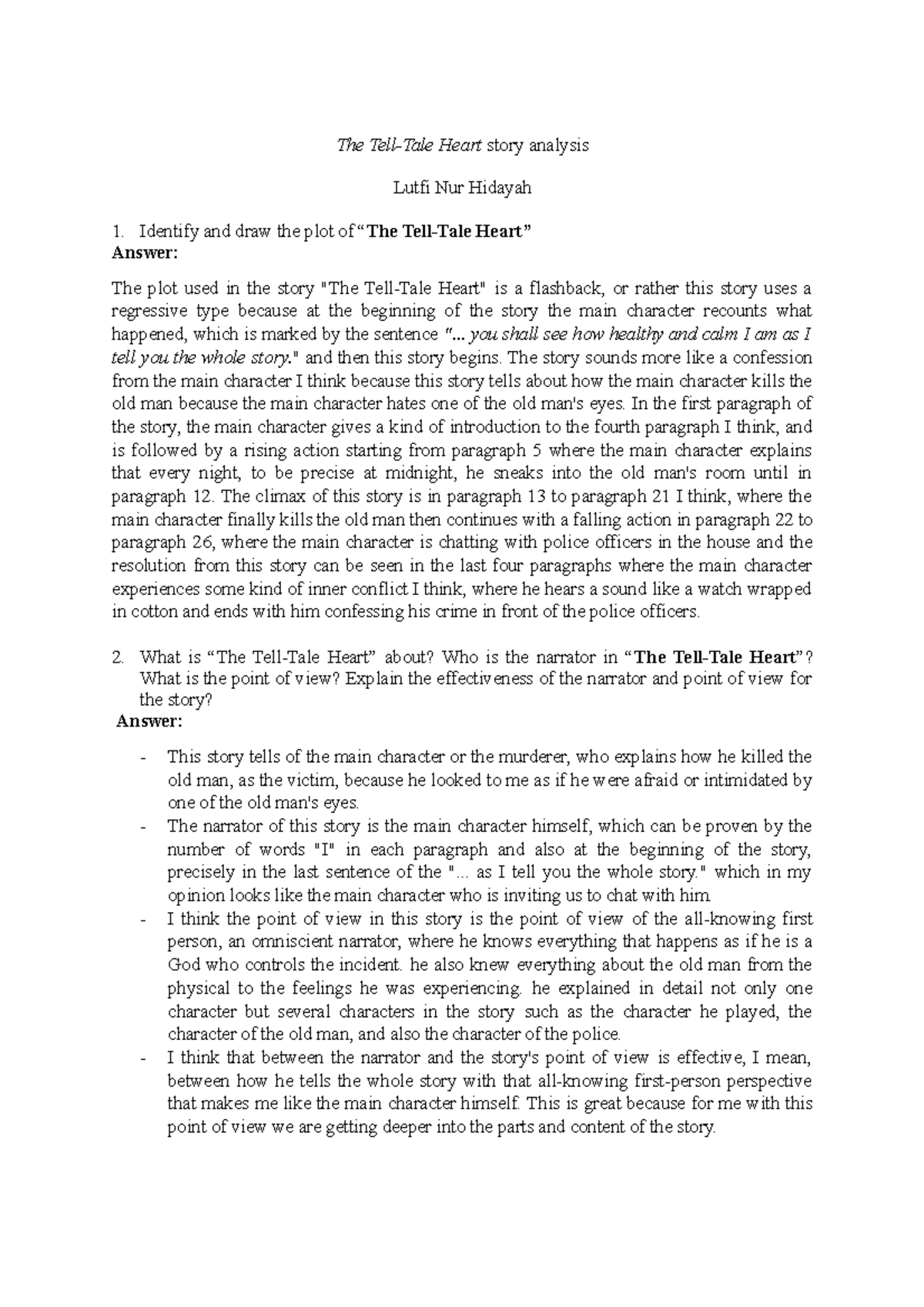 The Tell Tale Heart story analysis - The Tell-Tale Heart story analysis ...